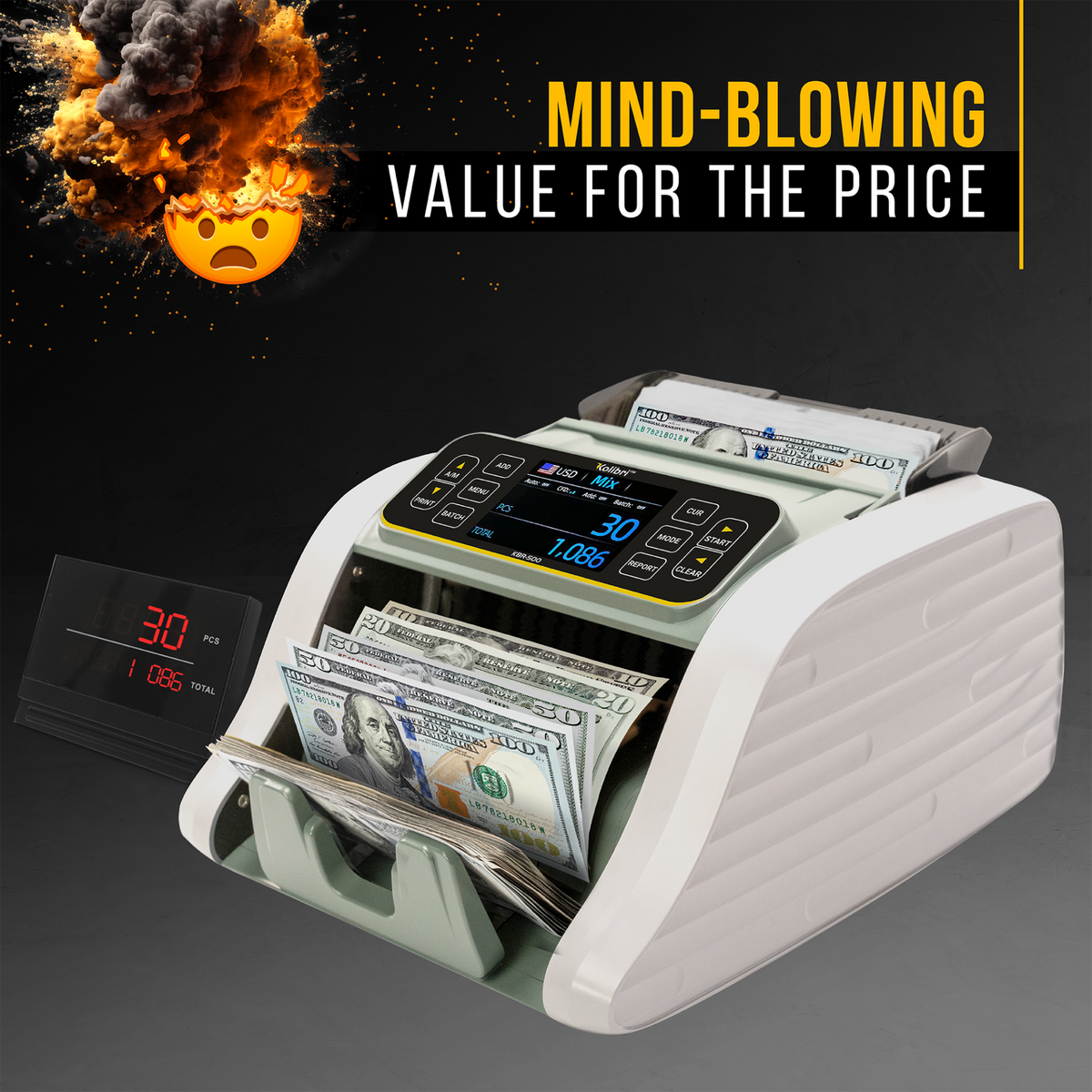 Kolibri KBR-500 Mixed Bill Counter - Money Counter Machine Mixed Bills Mind Blowing Value